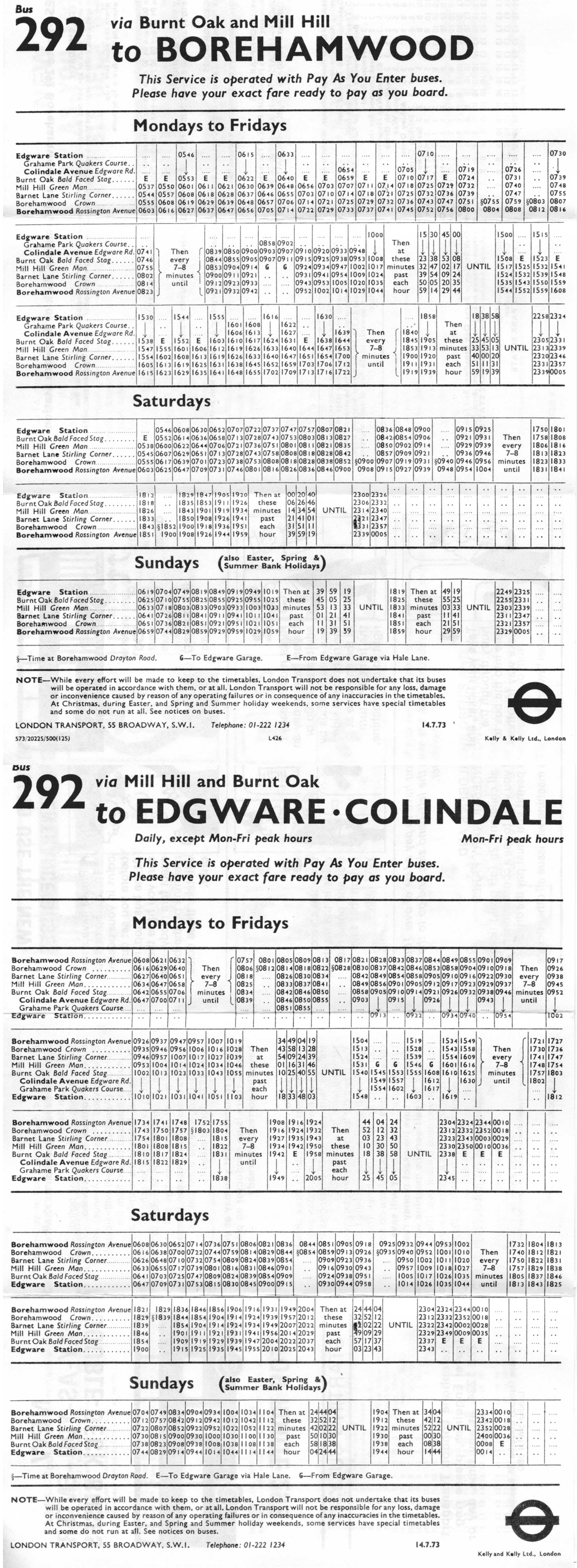 London Bus Route 292