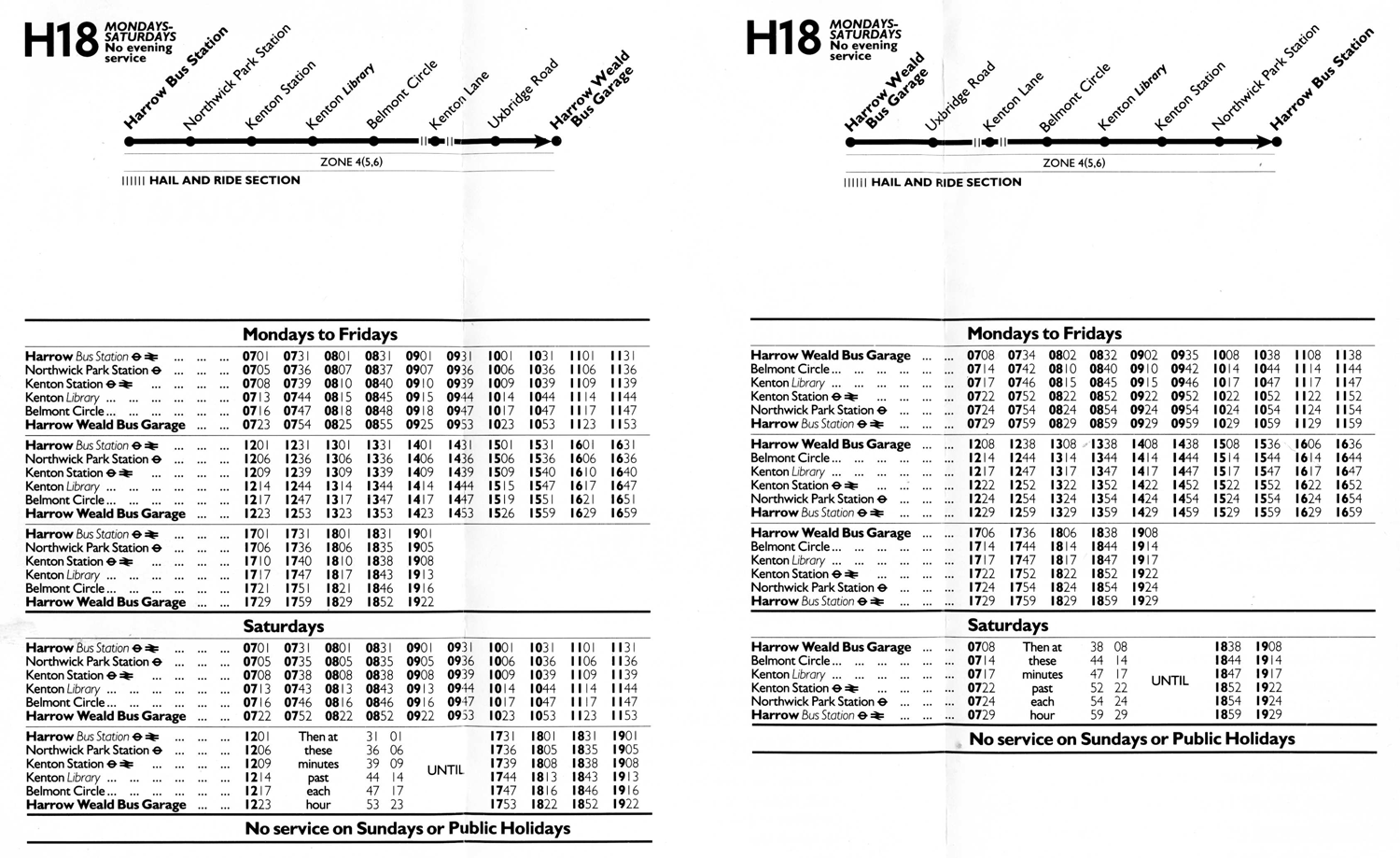 London Bus Route H18