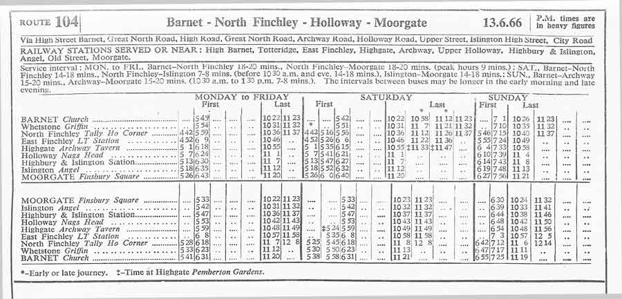 London Bus Route 104