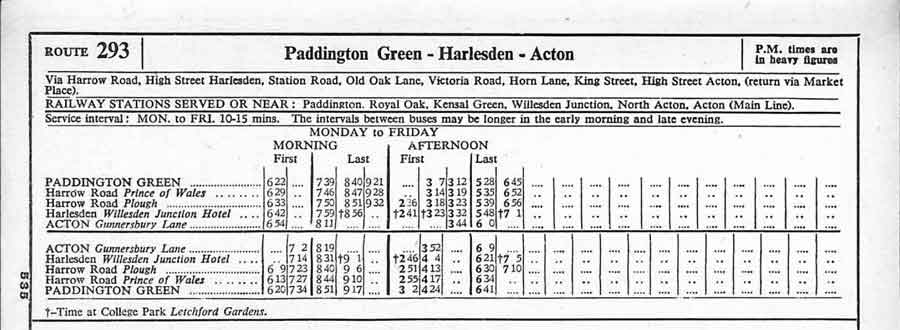 London Bus Route 293